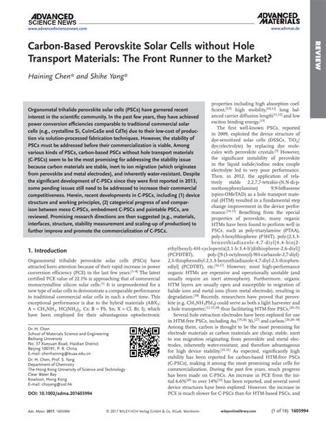 Pdf Carbon Based Perovskite Solar Cells Without Hole Transport Dokumentips