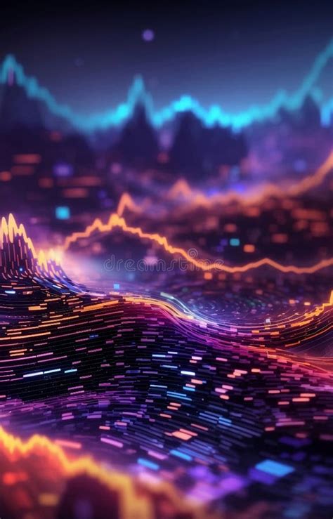 Abstract Hills Digital Data Landscape Generative Ai Illustration Stock