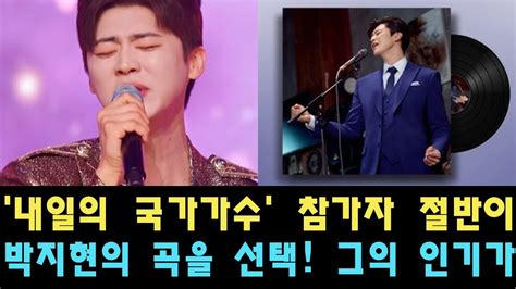 내일의 국가가수 참가자 절반이 박지현의 곡을 선택 그의 인기가 급상승하며 저작권 비용이 5배로 증가 우승자는 특별한 선물을 받게 된다 Youtube