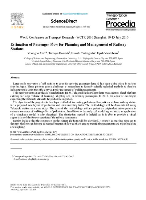 Pdf Estimation Of Passenger Flow For Planning And Management Of Railway Stations