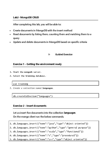 Lab2 Mongo Db Crud Vst Lab2 Mongodb Crud After Completing This Lab