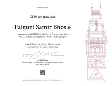 🚀 I Earned This Cs50s Introduction To Programming With Python Certificate From Harvard A Few