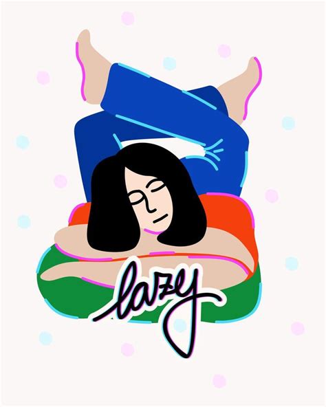 Sleeping Girl Lazy Vector Illustration With Lettering 18991635 Vector Art At Vecteezy