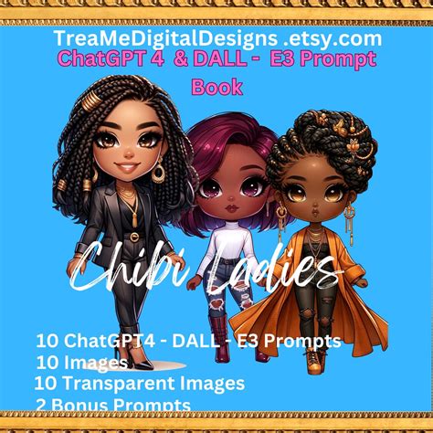 chatgpt4 dall e 3 ai prompt guide chibi ladies volume 1 melanin chibi