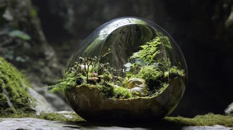 Ant Farm In A Glass Container Set Amidst Natural Greenery In A Home