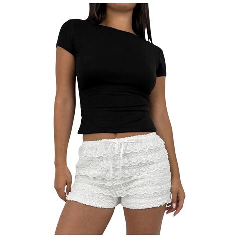Women Sexy Ruffle Shorts With Bow Soild Color Party Mini Shorts Short