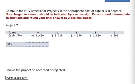 Solved Compute The NPV Statistic For Project Y If Chegg Com