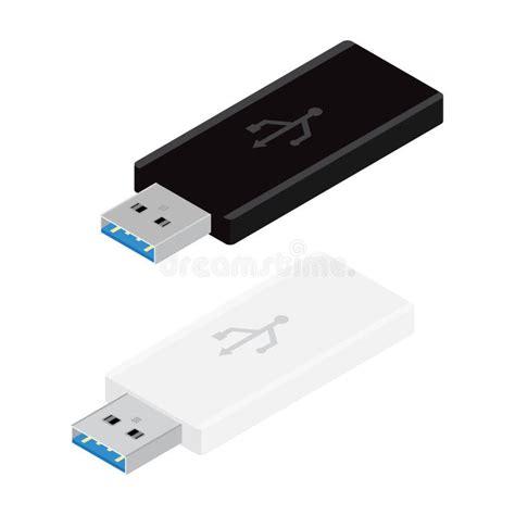 USB Flash Drive Vector Isolated On White Background Isometric View Stock Illustration