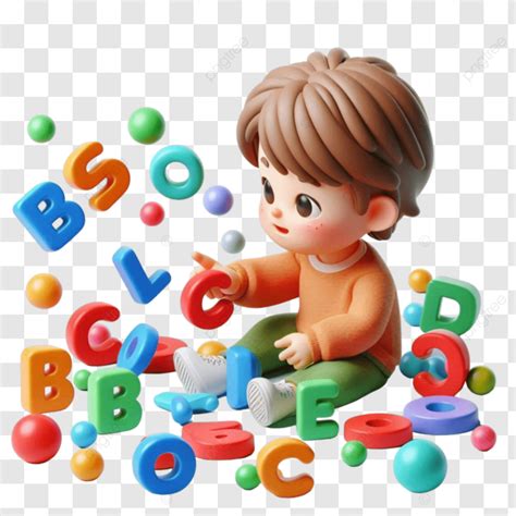 Abc 알파벳과 투명한 배경을 가지고 아기 놀이 아기가 Abc 알파벳을 가지고 놀고 투명한 배경 인공 지능 생성 이미지 Png 일러스트 및 이미지 에 대한 무료