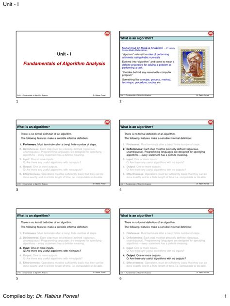 Unit I Fundamentals Of Algorithm Analysis V1 At Csjmu 6 Slides Handouts Pdf Algorithms