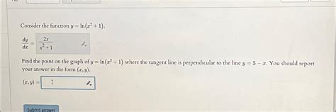 Solved Consider The Function Y Ln X2 1 Dydx Find The Point Chegg Com