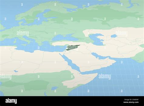 Syria Highlighted On A Detailed Map Geographic Location Of Syria Vector Map Stock Vector Image