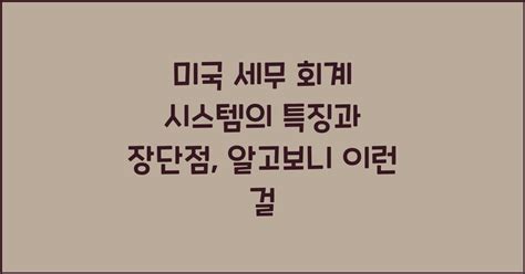 미국 세무 회계 시스템의 특징과 장단점 알고보니 이런 걸