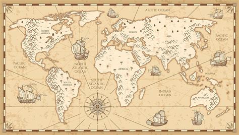 Vintage Old World Map Photo Backdrop River And Mountains Etsy In World Map Photo Old