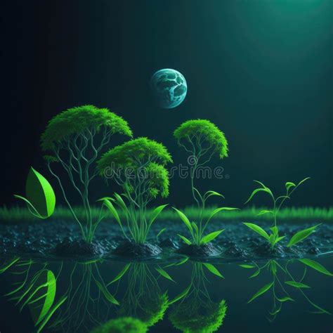 Ecology Green Plant Concept Saving Energy Abstract Background Plants Water Planet Generative