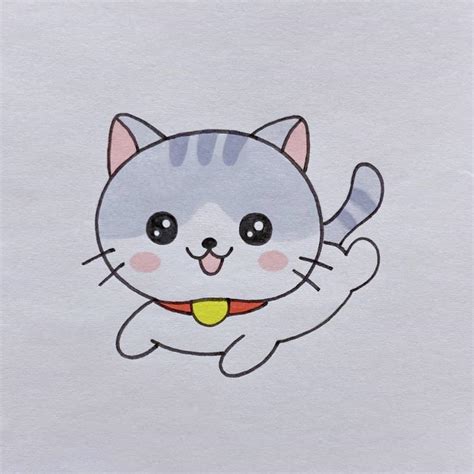 可爱小猫简笔画彩色大全（漂亮14张） 简笔画图片大全