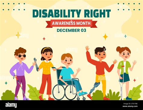 Disability Rights Awareness Month Social Media Background Flat Cartoon