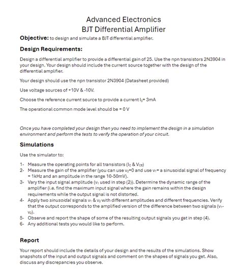 Advanced Electronics BJT Differential StudyX