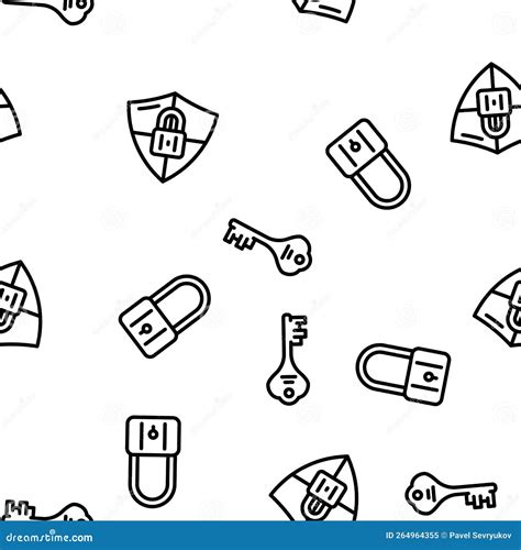 Padlock Lock Safe Password Vector Seamless Pattern Stock Illustration Illustration Of Vector