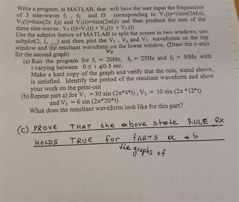 Solved Write A Program In Matlab That Will Have The User