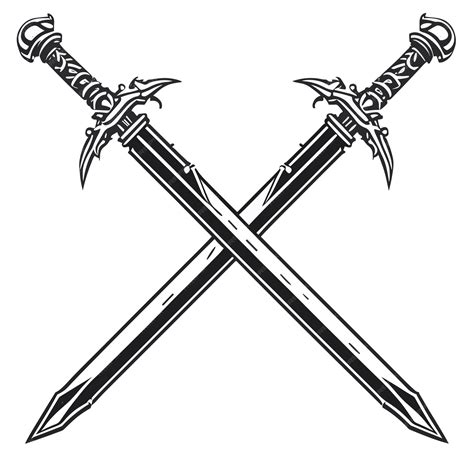 Premium Vector A Black And White Drawing Of Two Swords With The Word