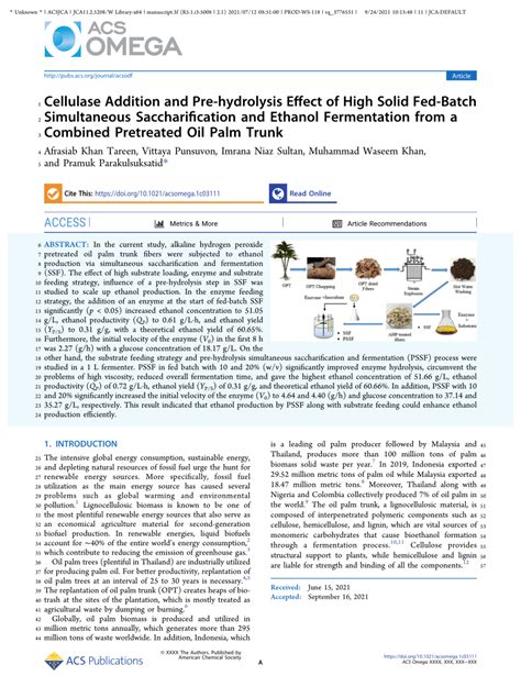 Pdf Cellulase Addition And Pre Hydrolysis Effect Of High Solid Fed