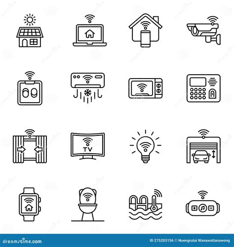 Home Automation Icons Set 1 Smart Home Line Icon Stock Vector Illustration Of Button Icons