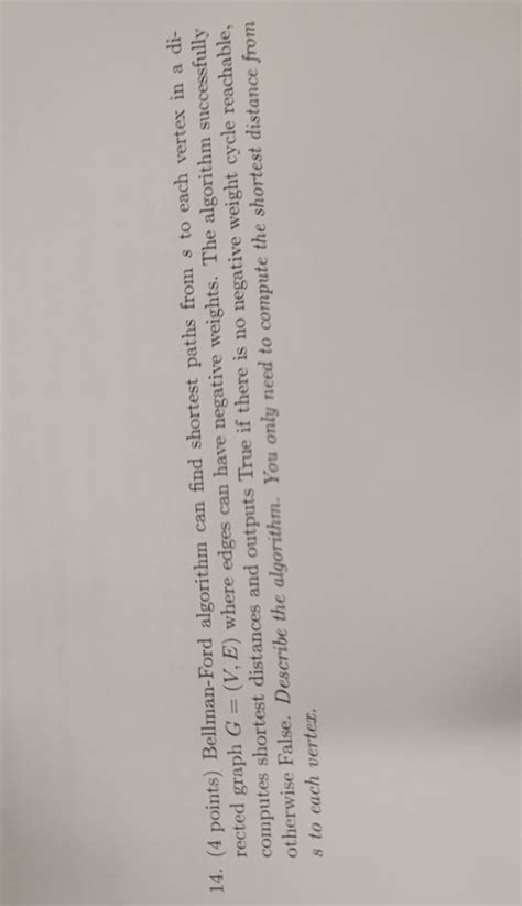 Solved 4 Points Bellman Ford Algorithm Can Find Shortest Chegg