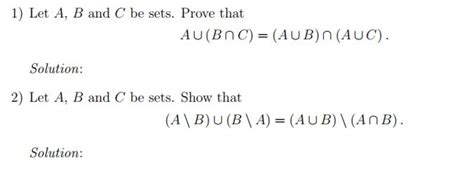 solved 1 let a b and c be sets prove that a u b n c