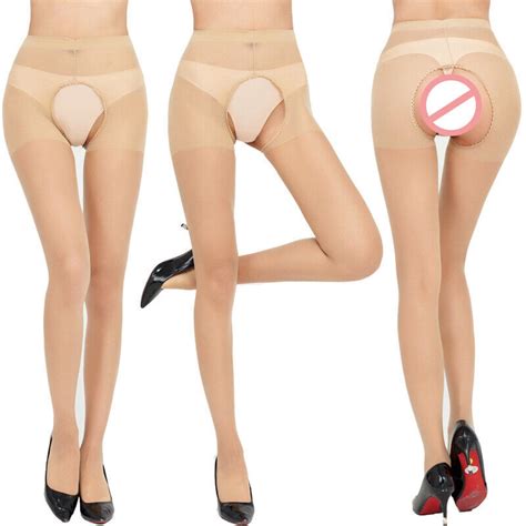 Womens Sheer Pantyhose Hollow Out Suspender Tights Thigh High Stockings
