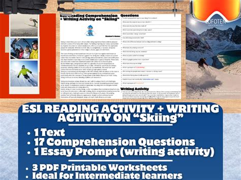 Esl Reading Comprehension Writing Activity Worksheets On Skiing