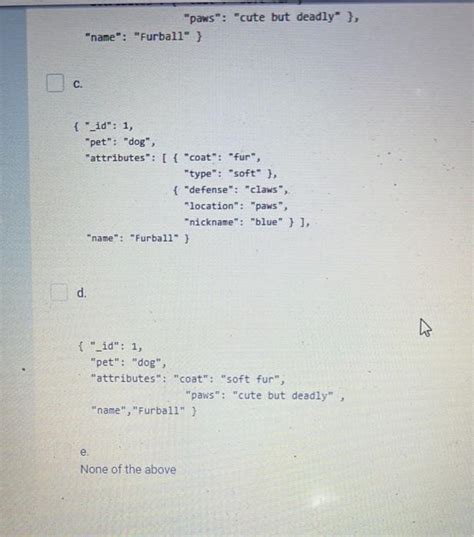 Solved Select Any Invalid MongoDB Documents From The Given Chegg Com