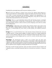 ASSIGNMENT Docx ASSIGNMENT Established The Relationship Between HCI And Other Disciplines As