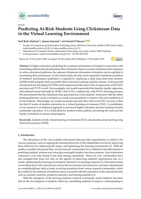 Pdf Predicting At Risk Students Using Clickstream Data In The Virtual