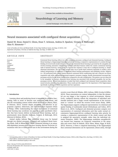 Pdf Neural Measures Associated With Configural Threat Acquisition
