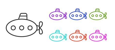 흰색 배경에 격리 된 검은 줄 잠수함 장난감 아이콘 다채로운 아이콘을 설정합니다 벡터 교통수단에 대한 스톡 벡터 아트 및 기타 이미지 교통수단 군사 귀여운 Istock