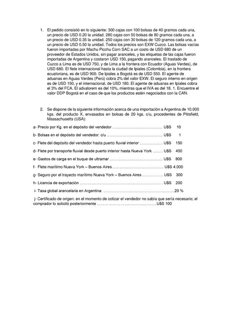 Practica 1 Incoterms Fghfghfghfgh El Pedido Consistió En Lo