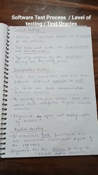 Software Test Process Level Of Testing Test Oracles Btech Rgpv