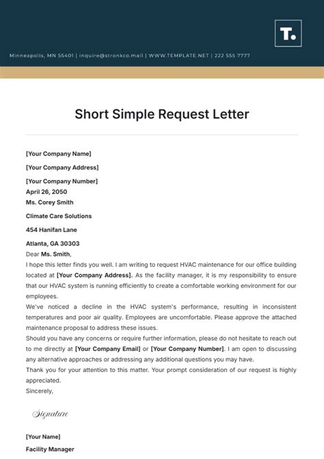 Request Letter Template Business Letter Sample