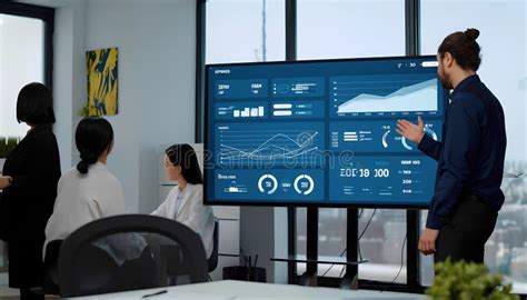 Team Members Viewing Data Analytics Dashboard Fostering Collaboration In The Workplace Setting
