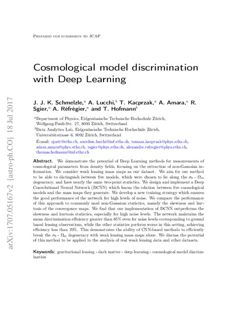 Pdf Cosmological Model Discrimination With Deep Learning