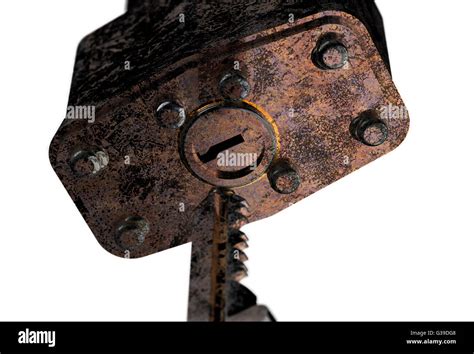 Old Padlock With Key Isolated On White Stock Photo Alamy
