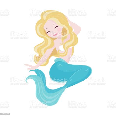 흰색 바탕에 행복 하 고 아름 다운 인 어 T 셔츠 또는 아이 패션 작품 어린이 책에 대 한 인쇄 패션 그림은 현대적인 스타일로 그림 귀여운 인 어 소녀 인쇄 여자 인어에