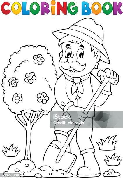 สมุดระบายสีชาวสวนปลูกต้นไม้ ภาพประกอบสต็อก ดาวน์โหลดรูปภาพตอนนี้ กระดาษระบายสี ศิลปะ