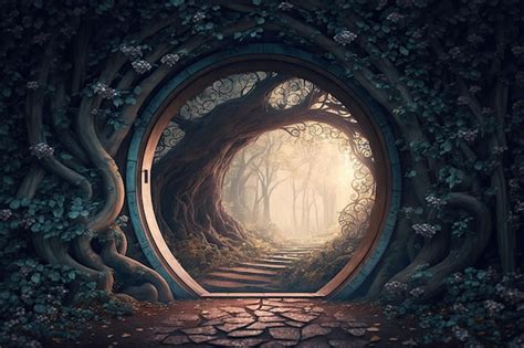 Premium Photo A Fantasy Scene With A Path Leading To A Tree Tunnel