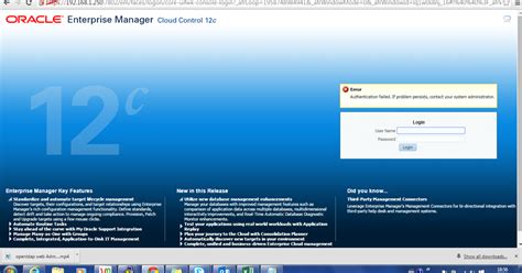 Oracle Certified Masters Blogs Oem 12c Authentication Failed If Problem Persists Contact