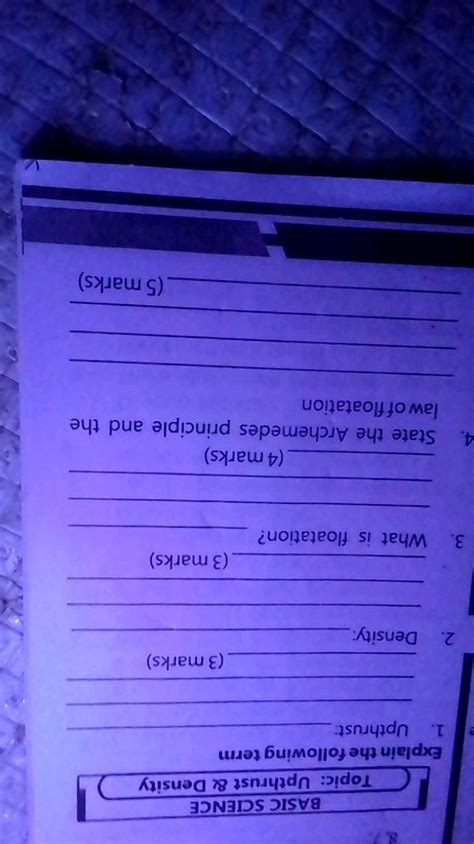 Basic Sciencetopic Upthrust And Densityexplain The Following Termupt