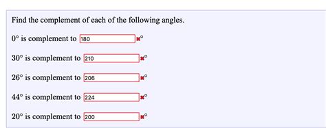 Solved Find The Complement Of Each Of The Following Angles Chegg Com