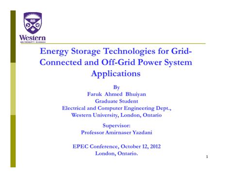 Ppt Energy Storage Technologies For Grid Connected And Off Grid
