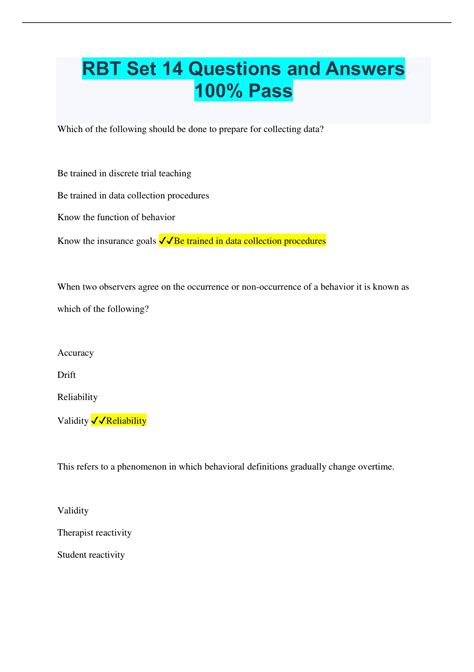 Rbt Set 14 Questions And Answers 100 Pass Rbt Stuvia Us